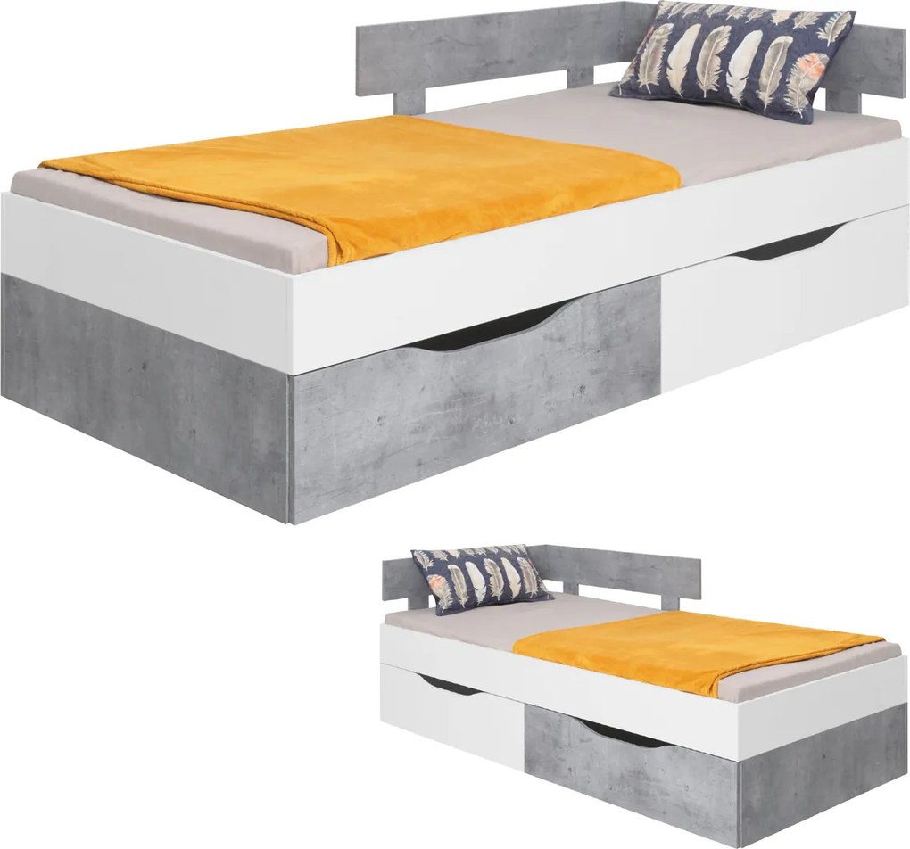 Jednolůžko SIGMA SI 15 L/P | 90x200 cm | UNI provedení | bílá/beton