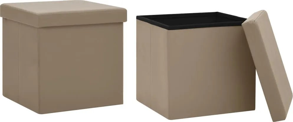 vidaXL Skládací úložné stoličky 2 ks umělá kůže [338790] Barva: cappuccino