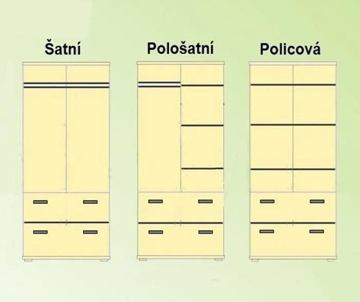 Skříň ALFA 2D - Grand se zásuvkami, masiv smrk, český výrobek