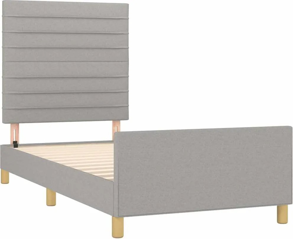 Rám postele bez matrace světle šedá 90 x 190 cm textil 3125098