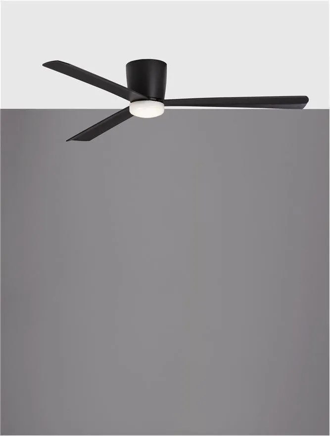 NV 9952330 Stropní ventilátor DELL tělo z hliníku matná černá 3ABS dřevěné listy - NOVA LUCE