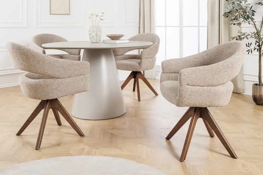 Designová otočná židle Yenibeth taupe / hnědá