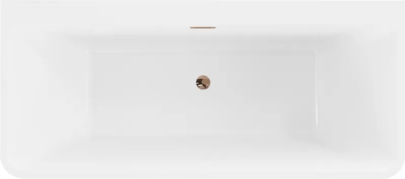 Mexen Volta, volně stojící nástěnná vana 150 x 75 cm, bílá-černá, růžové zlato přepad, 51131507575-60