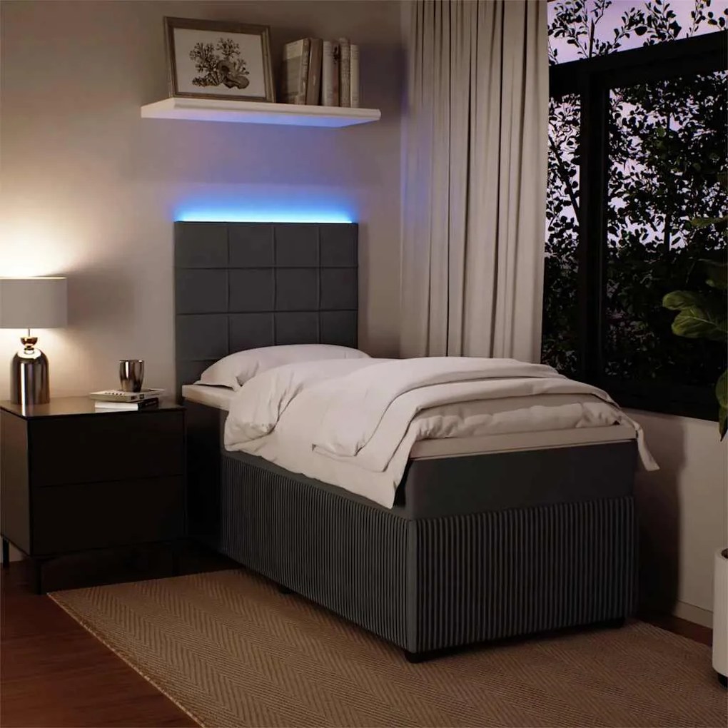 Box spring postel s matrací tmavě šedá 90x200 cm samet 3294539