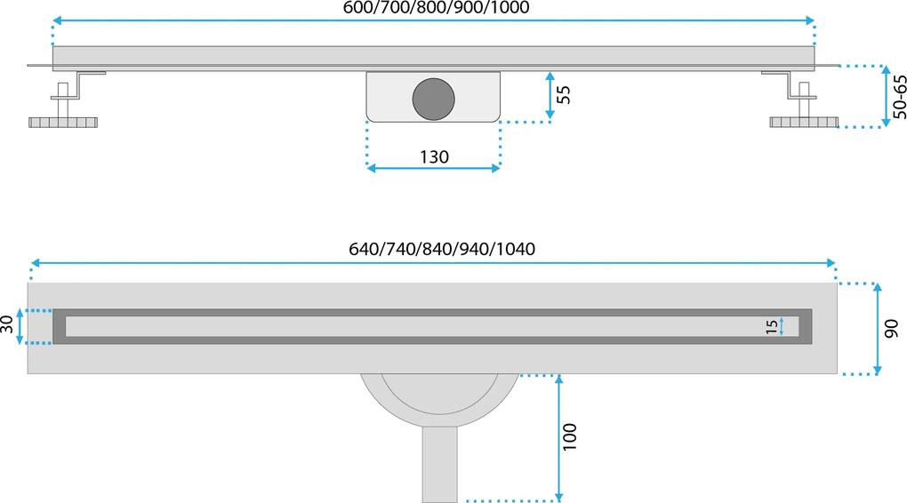 Rea Neox Slim Pro, odtokový sprchový žlab 80 cm, broušená ocel, REA-G5802