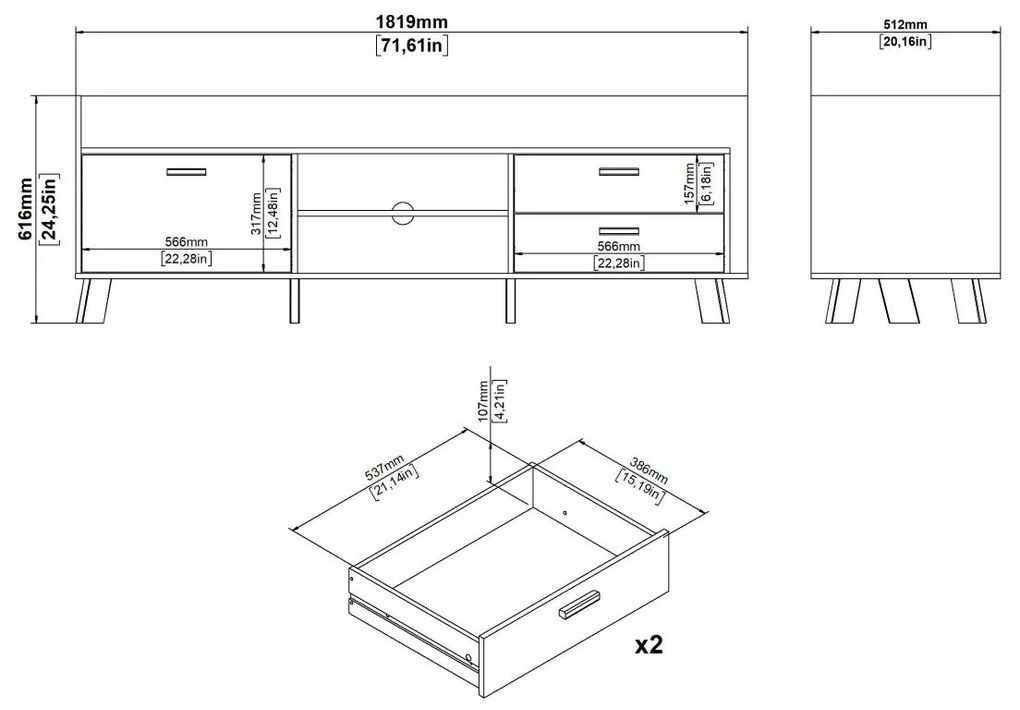 Tvilum TV stolek Iker 717 jackson hickory/bílá