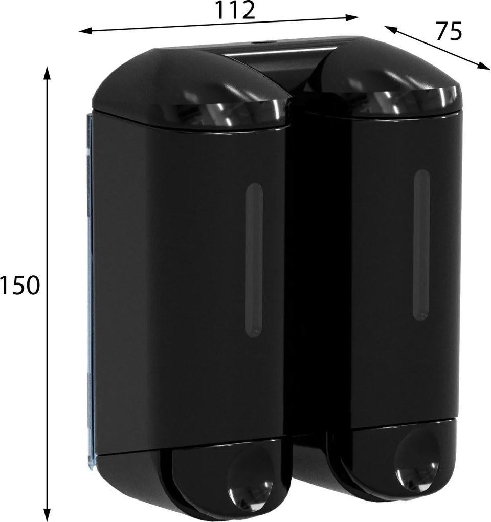 MARPLAST MARPLAST, SHOWER SMALL dvojitý dávkovač tekutého mýdla, 2x170ml, černá, A94603