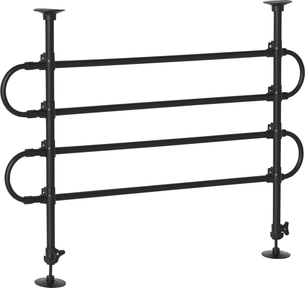 PawHut Nastavitelná Oddělovací Mřížka pro Psy Šířka a Výška 87-135 x 60-105 cm Univerzální Ocelová Ochranná Mříž pro Zavazadlový Prostor Černá