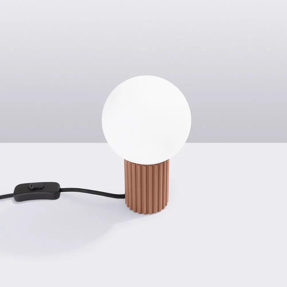 Světle hnědá stolní lampa se skleněným stínidlem (výška 19 cm) Orbital – Sollux