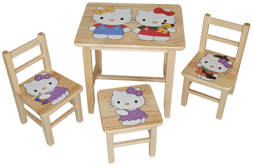 Prckůvsvět dětský Stůl s židlemi Kitty