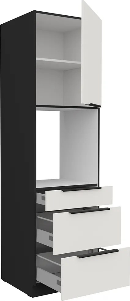 ARIA wb | vysoká skříňka 60 DPS-210 3S1F na vestavnou troubu | PREMIUM BOX | 60 cm | ANTI FINGERPRINT povrch | černá/bílá