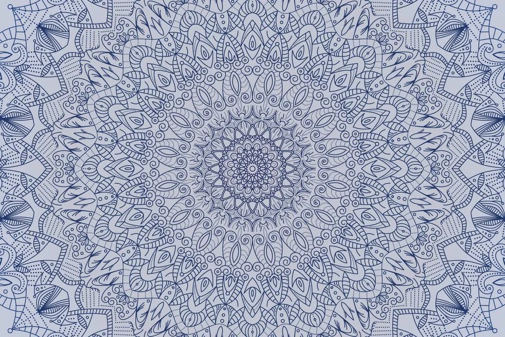 Samolepící tapeta detailní ozdobná Mandala v modré barvě
