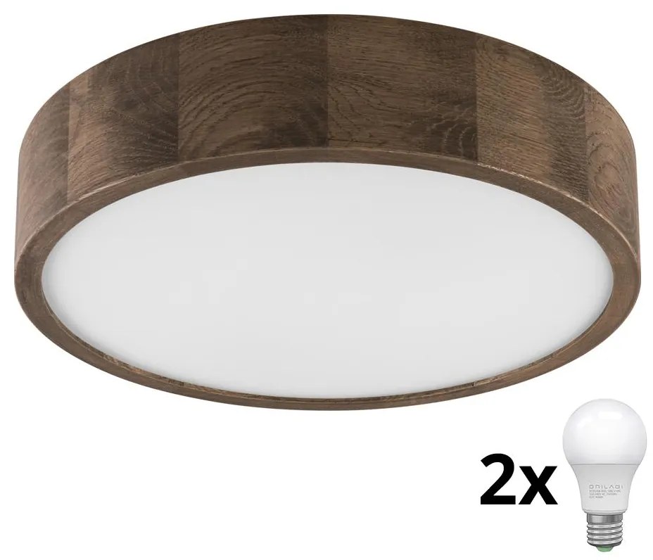 Brilagi - LED Stropní svítidlo CARVALHO 2xE27/60W/230V dub ořech pr. 37 cm