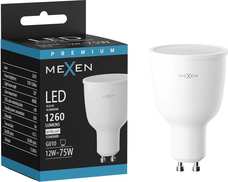 Mexen Nova, LED žárovka GU10, 12W, neutrální - 4000K, 1260 lm - L108-GU10-1240-01