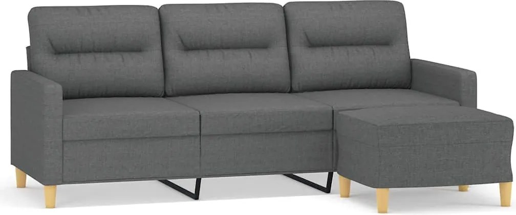 3místná pohovka s podnožkou tmavě šedá 180 cm textil 3201074