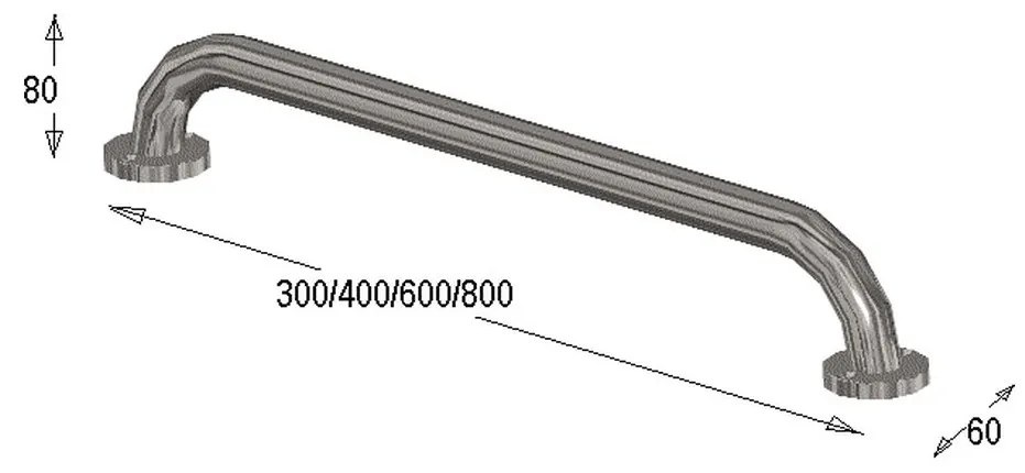 NEREZOVÉ SPRCHOVÉ ŽLABY Pevné madlo (nerez), 300mm