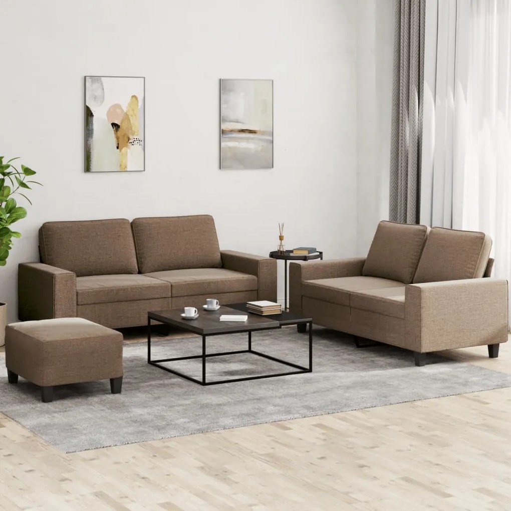3dílná sedací souprava hnědá textil 3201893