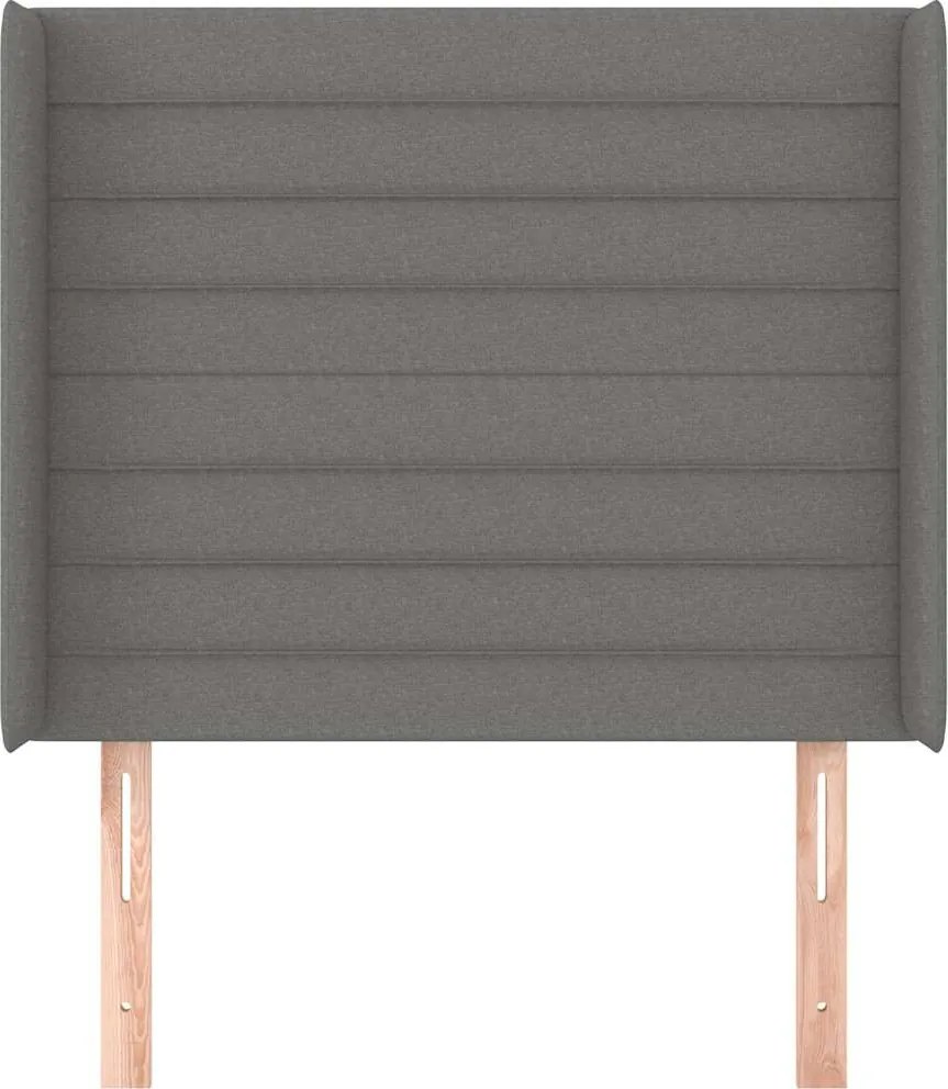 Čelo postele typu ušák tmavě šedé 83x16x118/128 cm textil 3119695