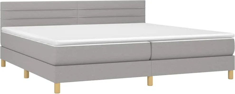 Box spring postel s matrací a LED světle šedá 200x200 cm textil 3133821