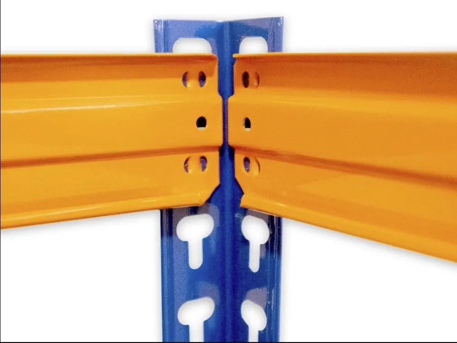 Fistar Regál 312x180x50 cm PROFESIONÁLNÍ lakovaný 5-policový, nosnost 2000 kg - MODRO-ORANŽOVÝ