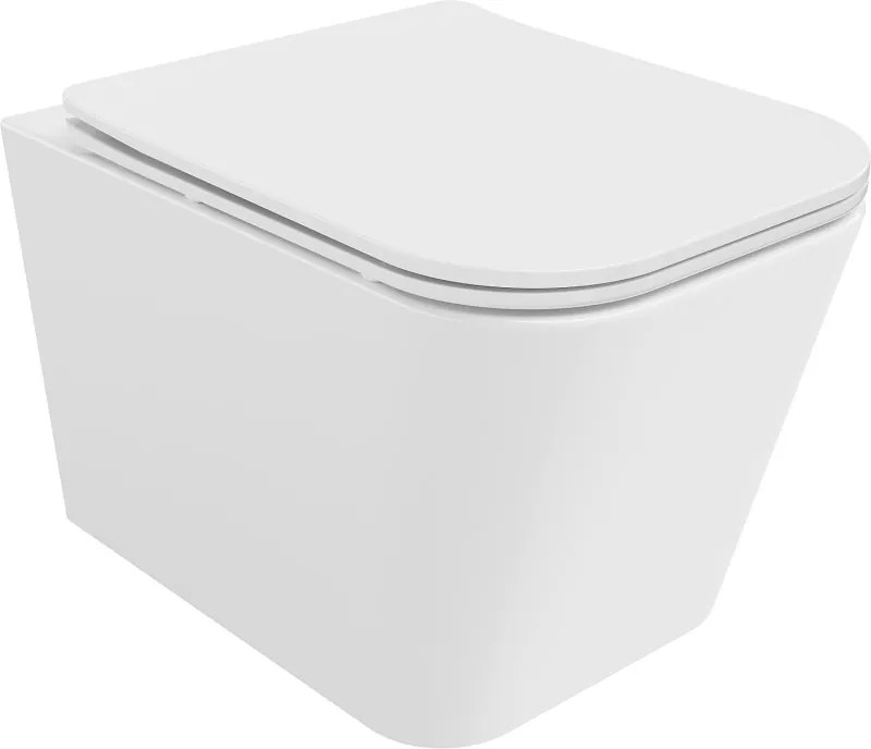 Mexen Teo, závěsná WC mísa 510x345x340 mm, Rimless Tornádo + WC sedátko z duroplastu, bílá lesklá, 30850600T
