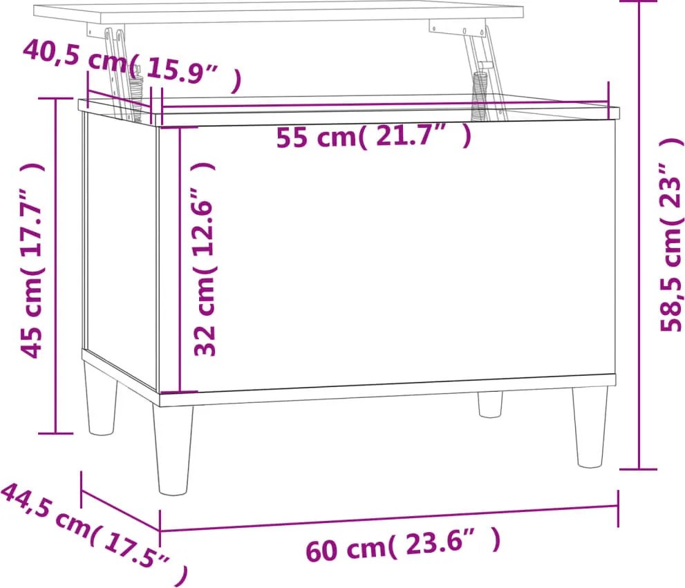 vidaXL Konferenční stolek 60 x 44,5 x 45 cm kompozitní dřevo [819567] Barva: bílá s vysokým leskem