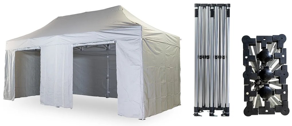 Nůžkový párty stan 3x6 m TENTino SMALL HEXAGON Barva opláštění: 5A - ŠEDÁ