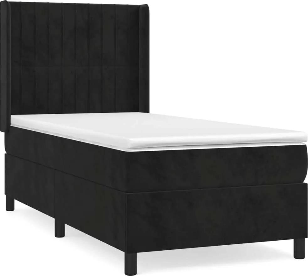 vidaXL Box spring postel s matrací 100x200 cm samet [3132785] Barva: Tmavě šedá