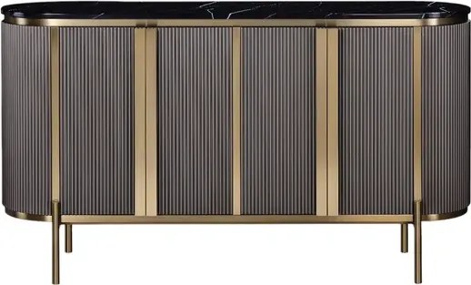 Komoda Stilig ST384 160 cm černý mramor/grafit/zlatá