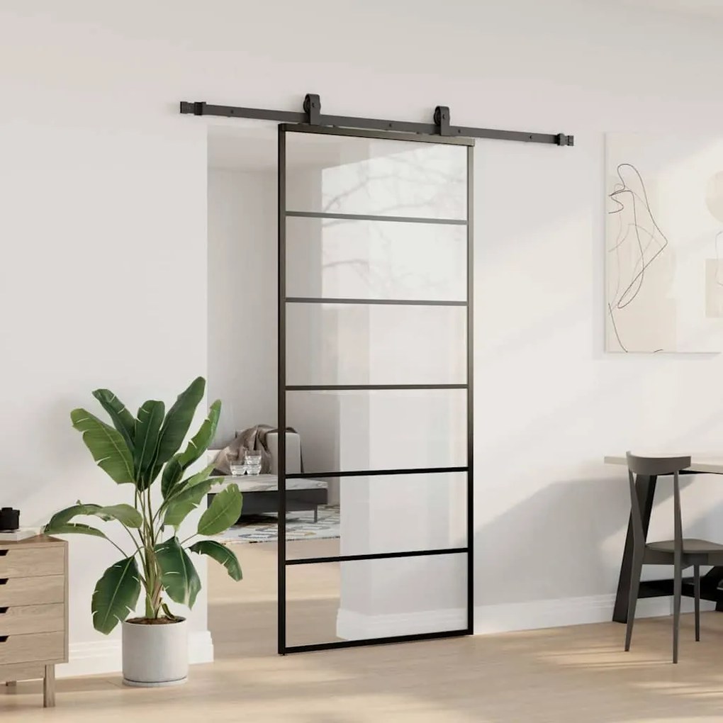 Posuvné dveře se sadou kování černé 90x205 cm ESG Glass 3375788