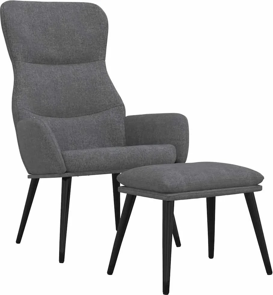 Relaxační křeslo se stoličkou světle šedé textil 3097429