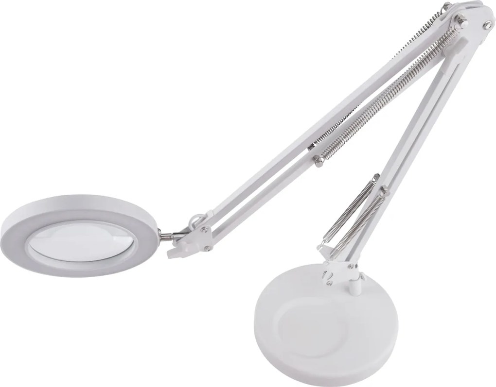 Lampa stolní s lupou EXTOL LIGHT, USB napájení, bílá, 2400lm, 3 barvy světla, 5x zvětšení