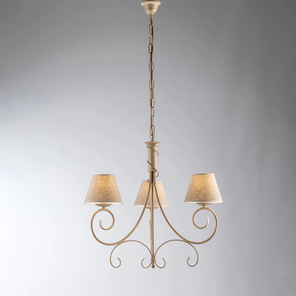 Light for home - Kovový lustr BL258-3-AV Vienna, 3 X 40 Watt Max, slonová kost, zlatá, 3 X 40 W, E14, Slonová kost, zlatá