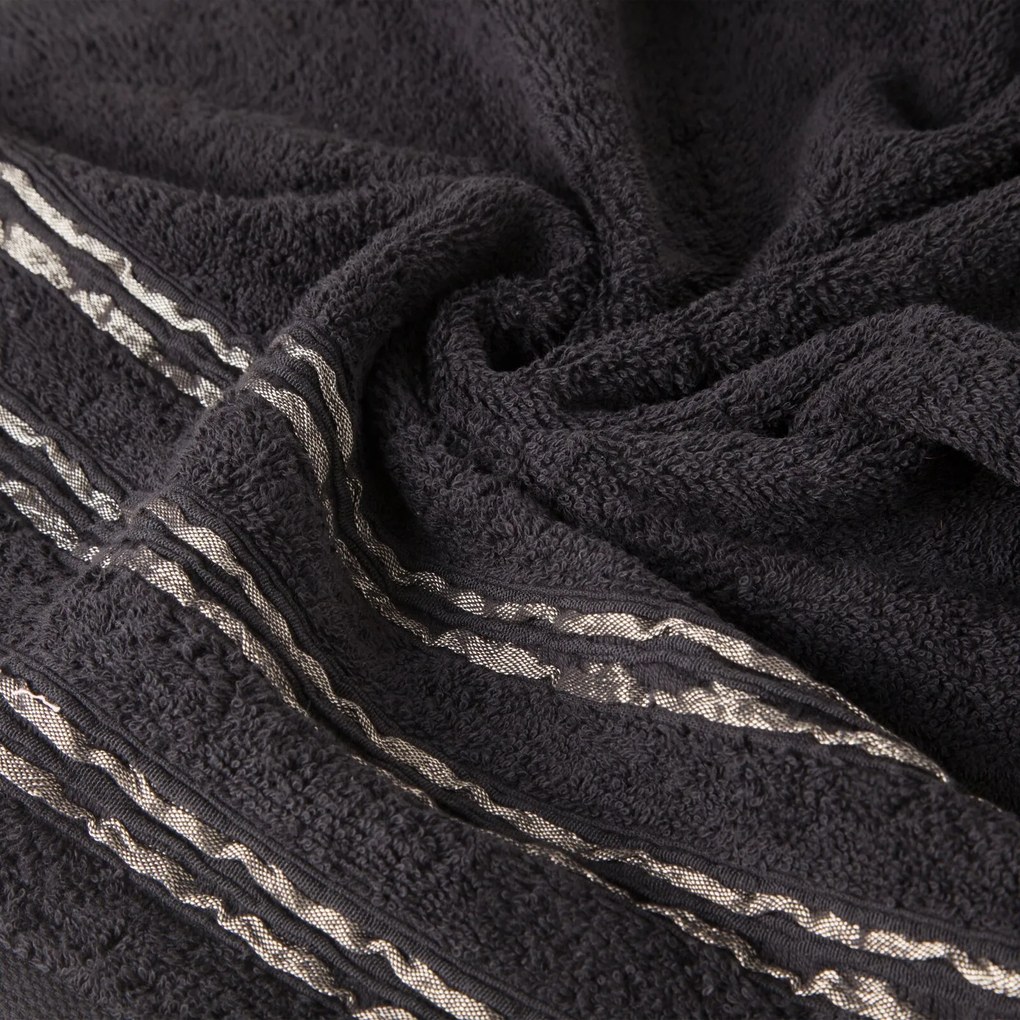 BAVLNĚNÝ RUČNÍK JONAS 50X90 CM ČERNÁ