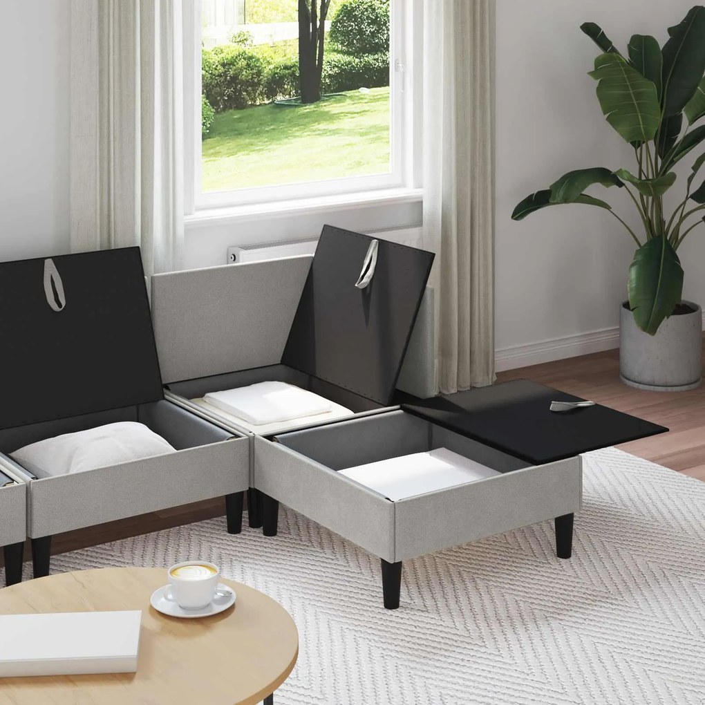 Sada nábytku do obývacího pokoje 4 ks Světle šedá Textil 3413800