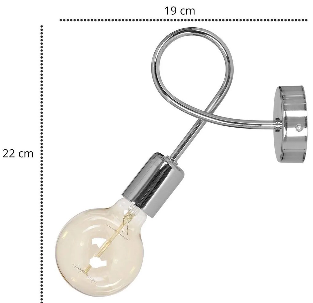 Nástěnné svítidlo EDISON, chromové tělo svítidla