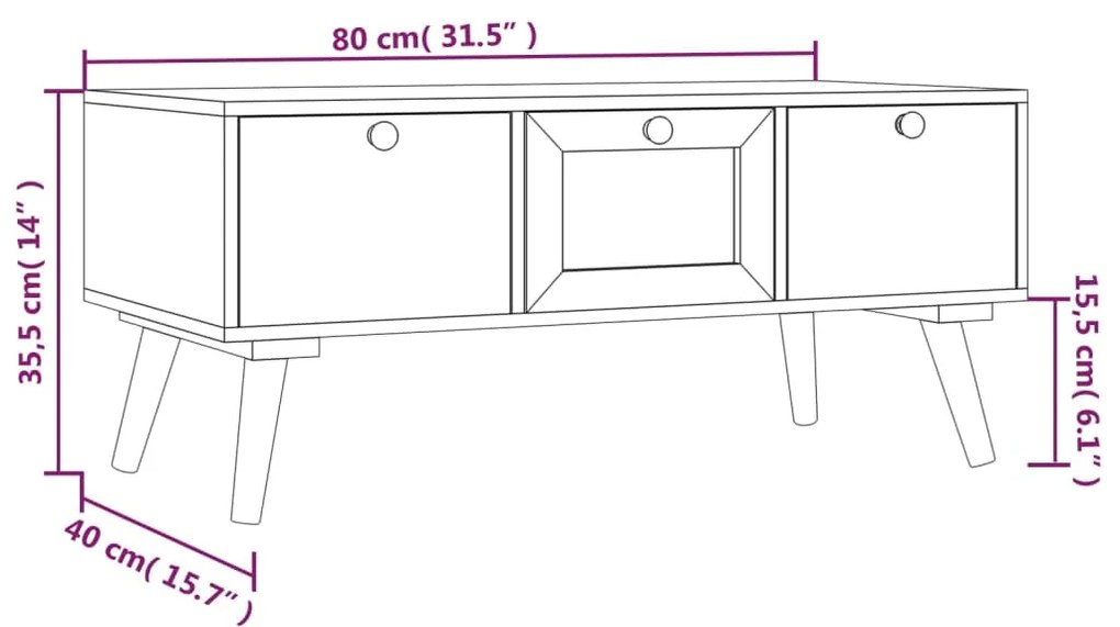 Konferenční stolek se zásuvkami 80x40x35,5 cm kompozitní dřevo - Default Title
