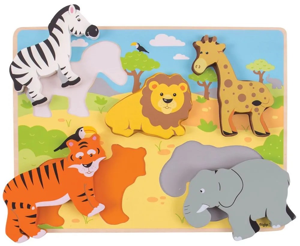 Bigjigs Toys Hrubé vkládací puzzle safari