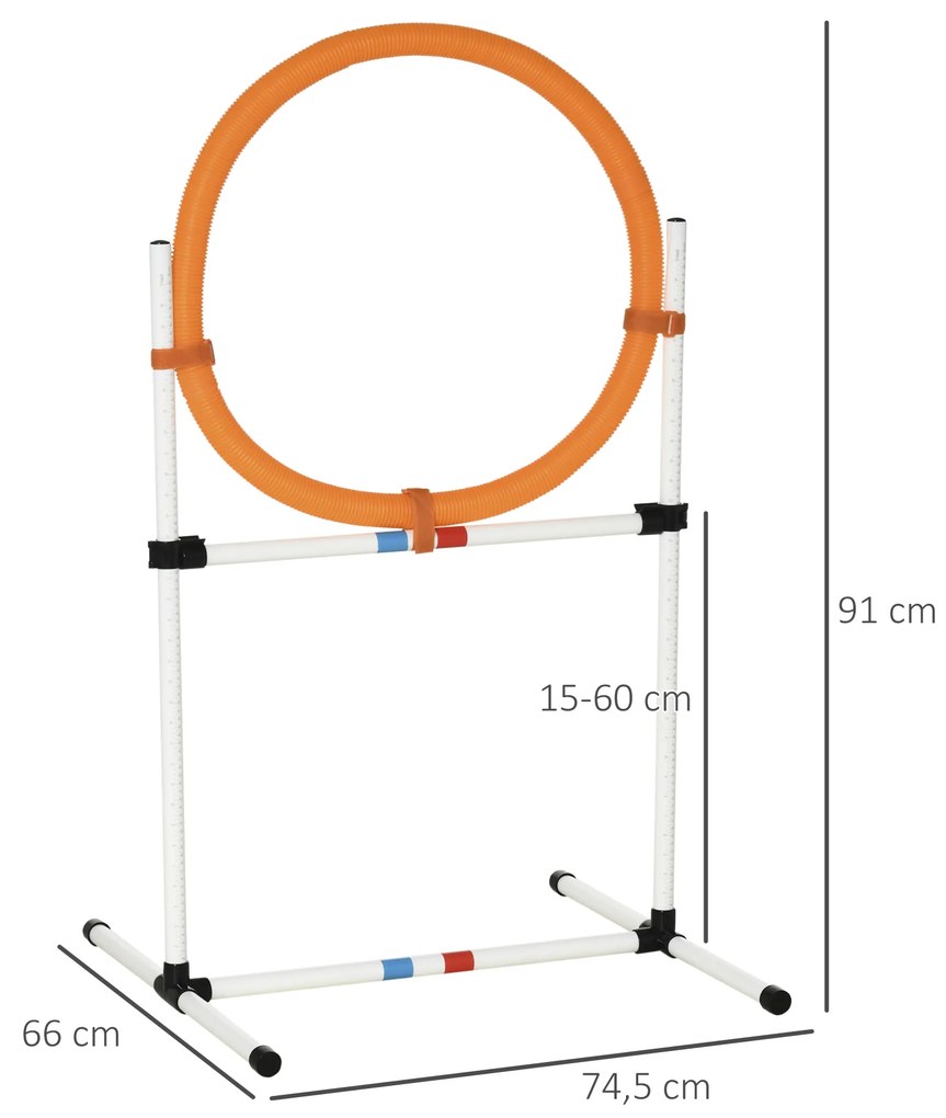 Výcvikový set PawHut pro psy skákací kruh agility přenosný PE bílý oranžový 74,5x66x91cm pro efektivní výcvik psů
