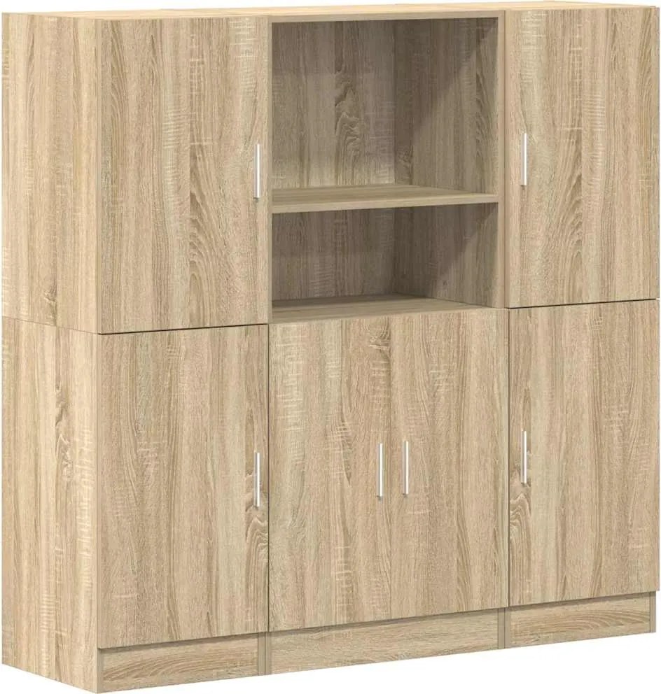 Sada 3 kusů kuchyňských skříněk dub sonoma kompozitní dřevo 3324153