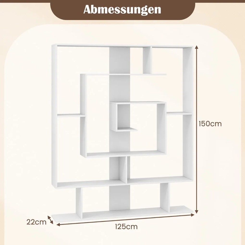 Costway Knihovna se 7 úrovněmi rozdělovač místnosti police geometrické stojící