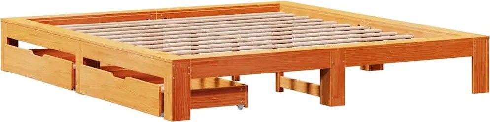 Postel bez matrace voskově hnědá 200 x 200 cm masivní borovice 3308989