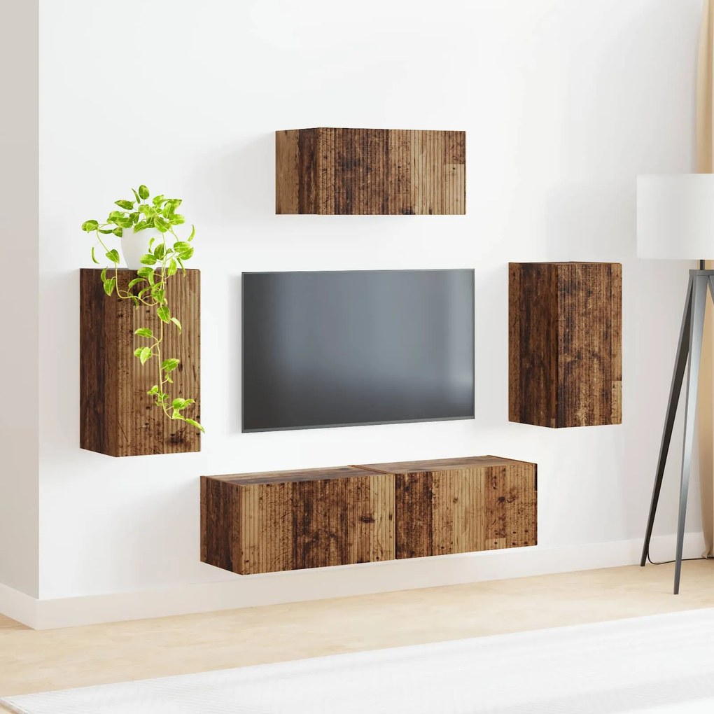 Sestava TV skříněk 5 ks Staré dřevo Kompozitní dřevo 3409076