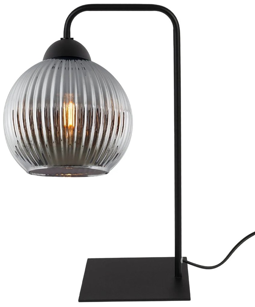 Stolní lampa Riffle Round, 1x grafitové skleněné stínítko