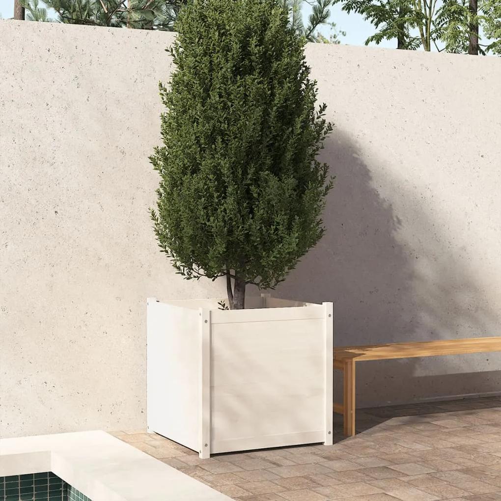 810570 vidaXL Zahradní truhlík bílý 70 x 70 x 70 cm masivní borovice