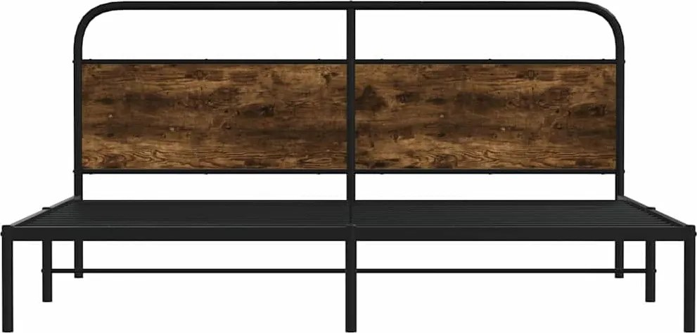 Kovový rám postele bez matrace kouřový dub 193 x 203 cm 3318632