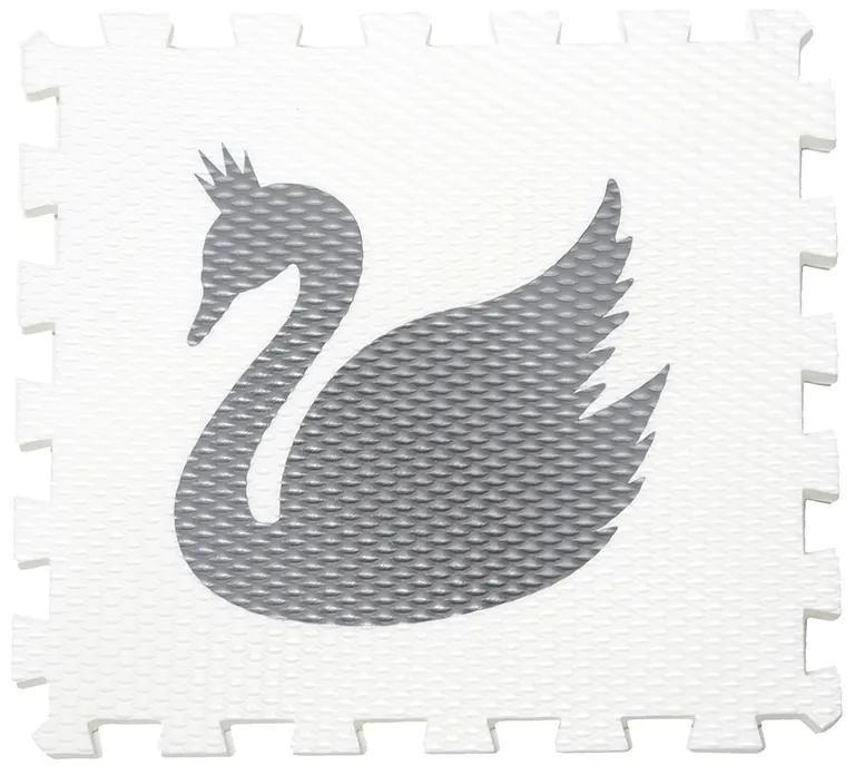 Vylen Pěnové podlahové puzzle Minideckfloor Labuť Světle šedý s bílou labutí 340 x 340 mm