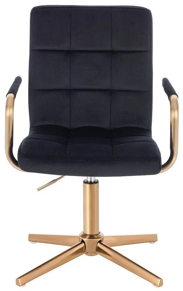 LuxuryForm DESIGN Otočná židle VERONA GOLD VELUR na zlatém kříži - černá