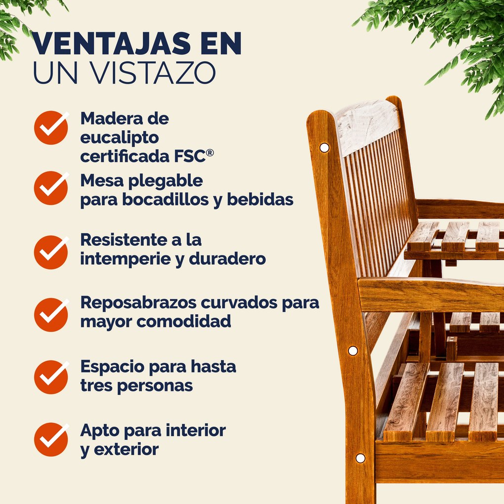 Zahradní lavice Picknick s stůl eukalyptus certifikace FSC®