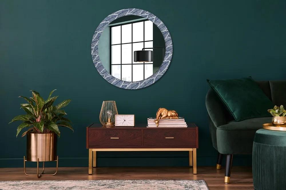 Kulaté dekorativní zrcadlo na zeď Listy fi 80 cm